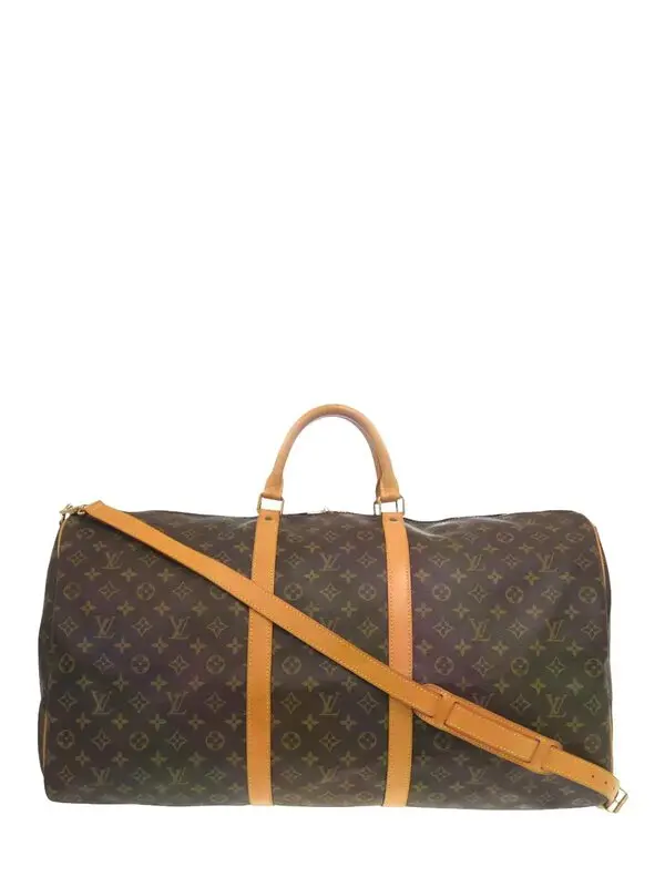 LOUIS VUITTON 1996 Monogram Keepall Bandouliere 60 Travel Bag - Brown