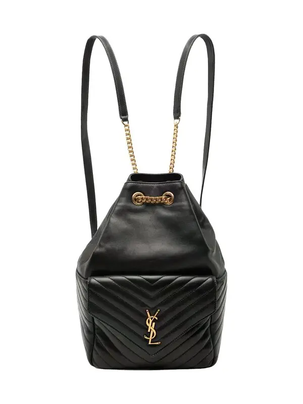 Saint Laurent Chevron Lambskin Monogram Joe Backpack - Black