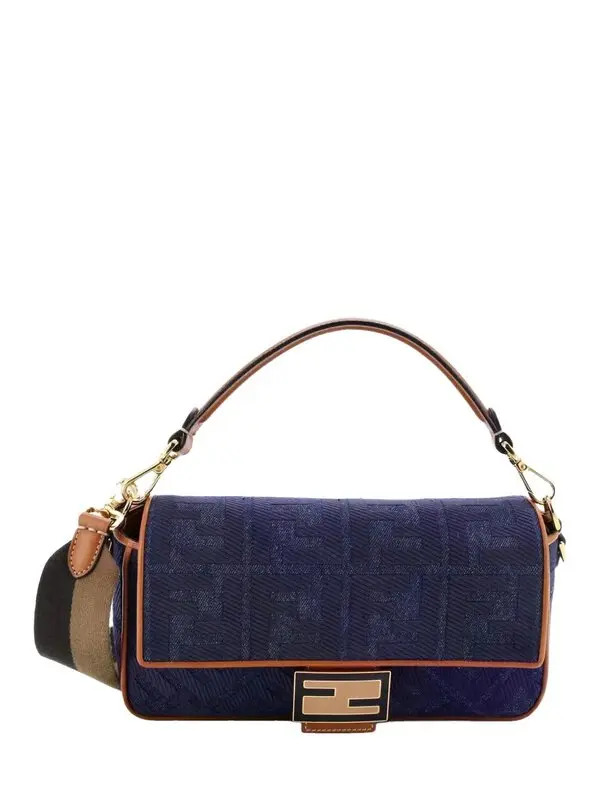 Fendi Baguette Nm Zucca Embroidered Canvas Medium - Blue