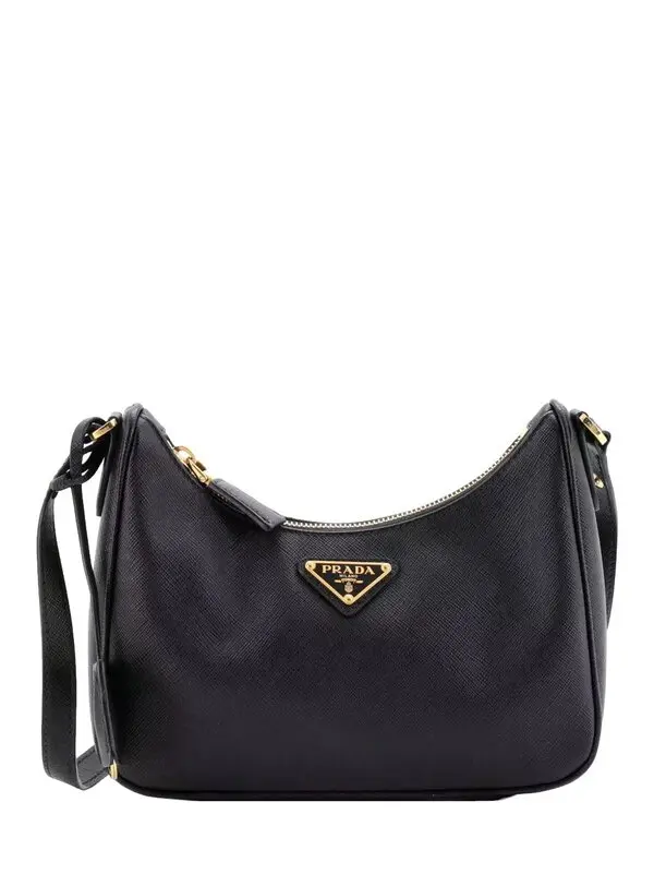 Prada Re-edition Hobo Saffiano Leather Mini Shoulder Bag - Black