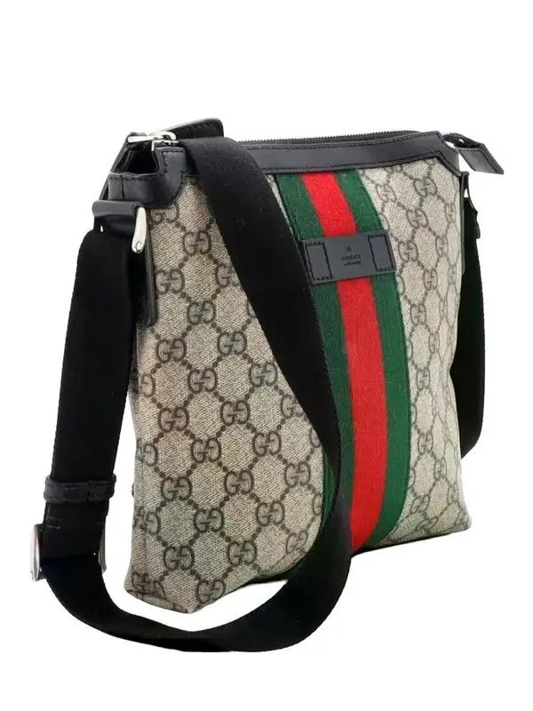 Gucci Web Messenger Bag Gg Coated Canvas - Brown