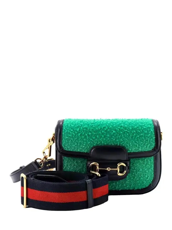 Gucci Horsebit 1955 Wool Mini Shoulder Bag - Green