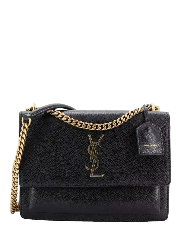 Saint Laurent Sunset Leather Medium Crossbody Bag - Black