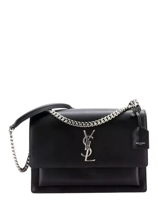 Saint Laurent Sunset Leather Medium Crossbody Bag - Black