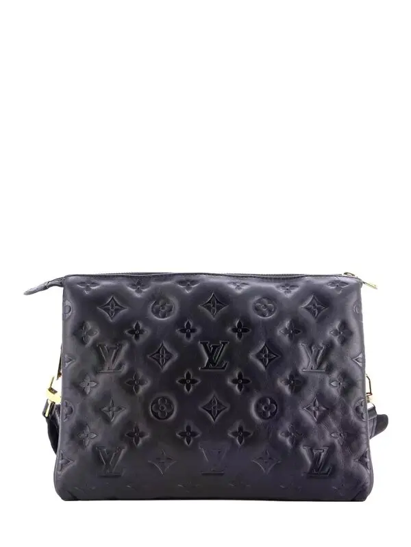 LOUIS VUITTON Coussin Pm Embossed Monogram Lambskin Crossbody Bag - Black