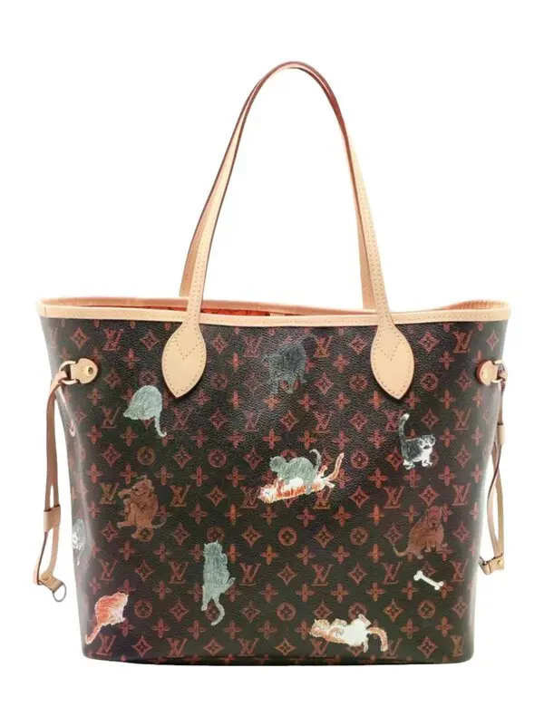 LOUIS VUITTON 2019 Grace Coddington Monogram Catogram Neverfull Mm Tote Bag - Brown