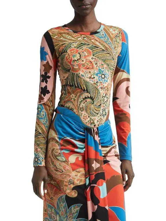 Etro Paisley Long Sleeve Top - Red