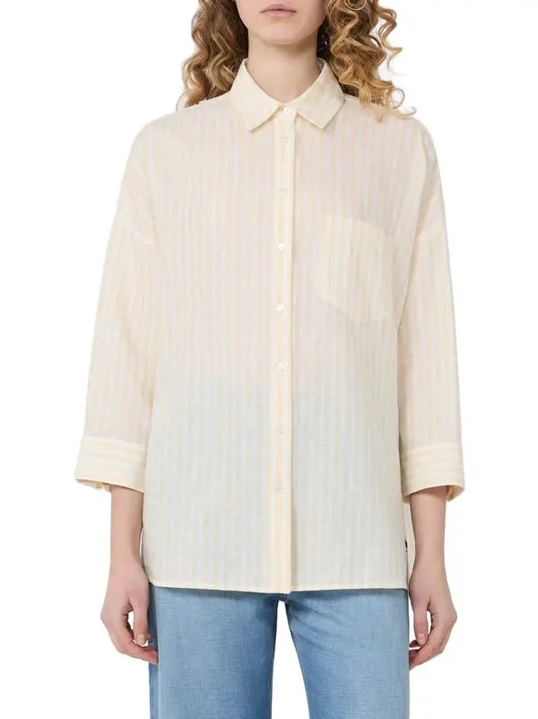 Max Mara Stripe Linen Shirt - Light Yellow