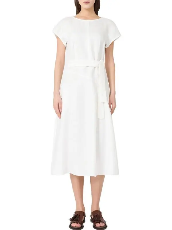 Max Mara Esordio Linen Midi Dress - White