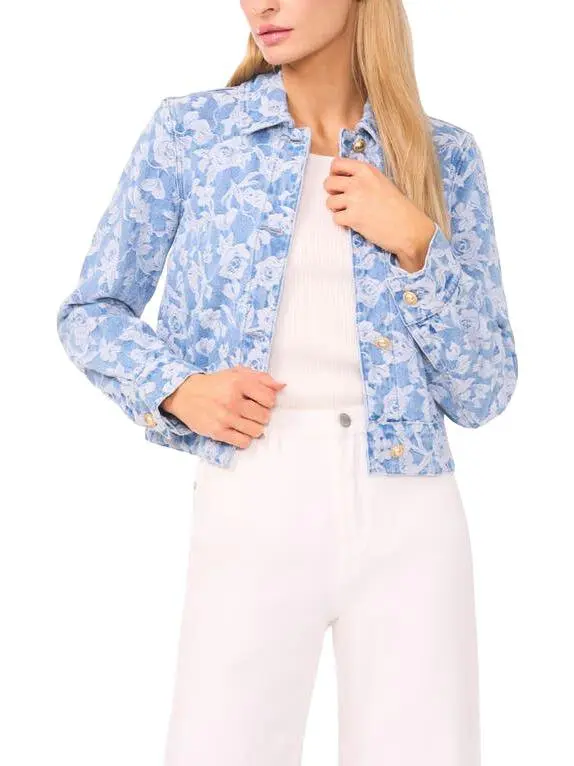 Ted Baker London Rose Print Denim Jacket - Granada Sky