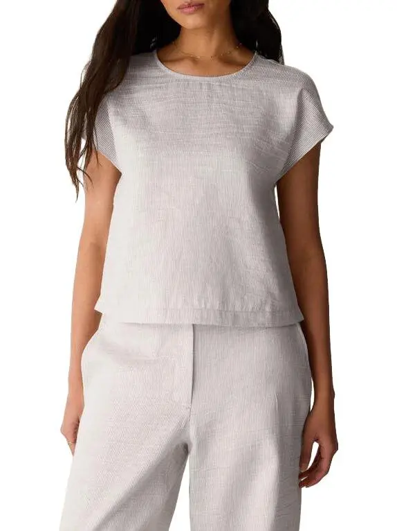 Eileen Fisher Linen Blend Striped Top - Wheat