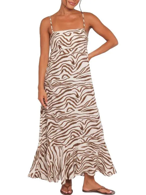 PETAL & PUP Kelsie Tiered Maxi Dress - Brown Zebra