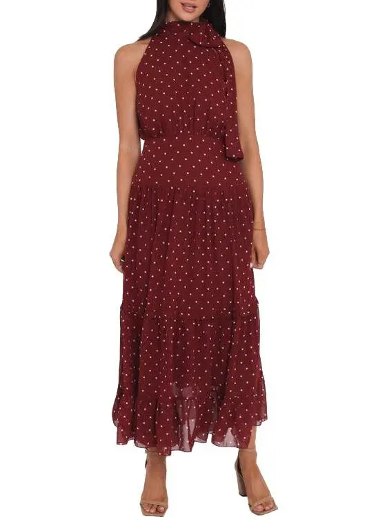 PETAL & PUP Leona Halter Maxi Dress - Red Polka Dot