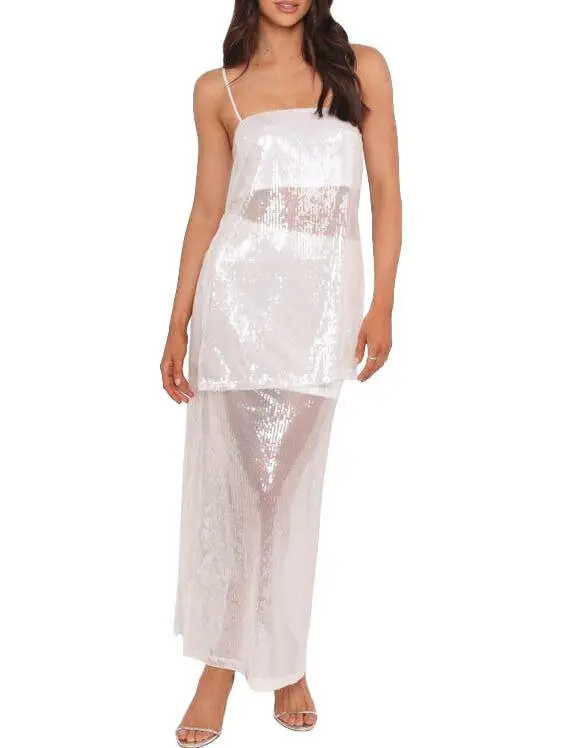 PETAL & PUP Sequin Top & Maxi Skirt Set - White Sequin