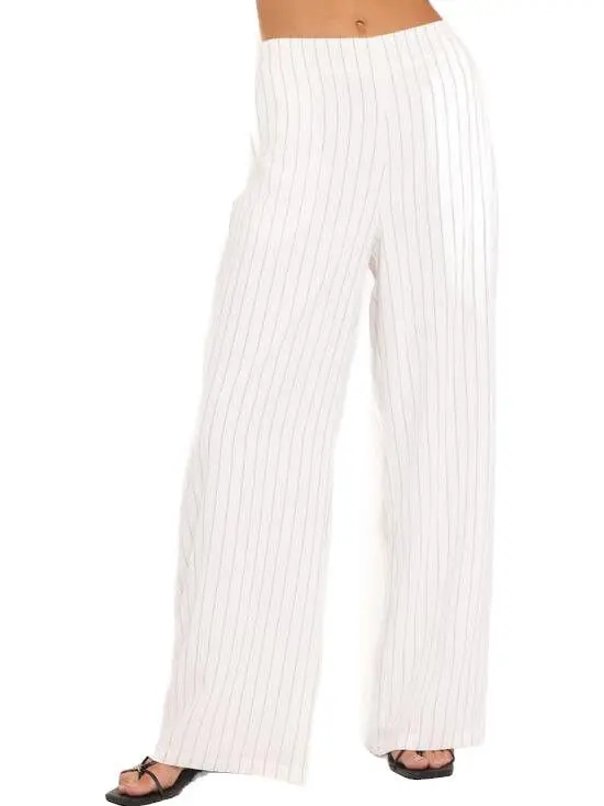 PETAL & PUP Pinstripe Wide Leg Pants - White Pinstripe