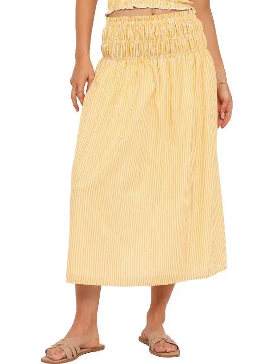 PETAL & PUP Salome Stripe Cotton Maxi Skirt - Mango Stripe
