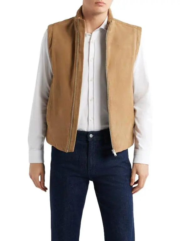 BOSS Marens Leather Vest - Open Beige