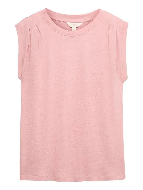 PER UNA BY M&S Pleat Shoulder Muscle Tee - Rose Pink
