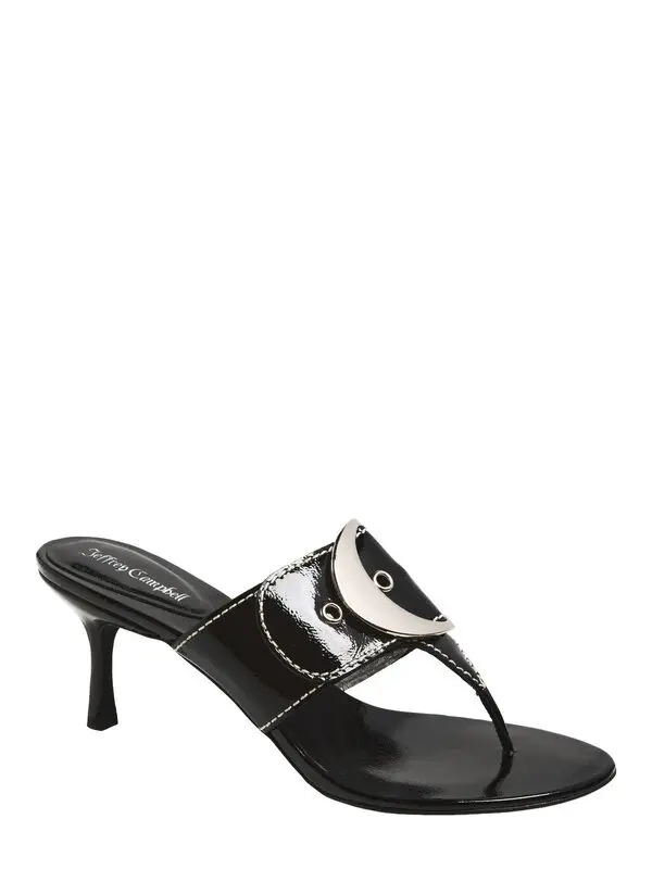 Jeffrey Campbell Solani Buckle Accent Sandals - Black Silver