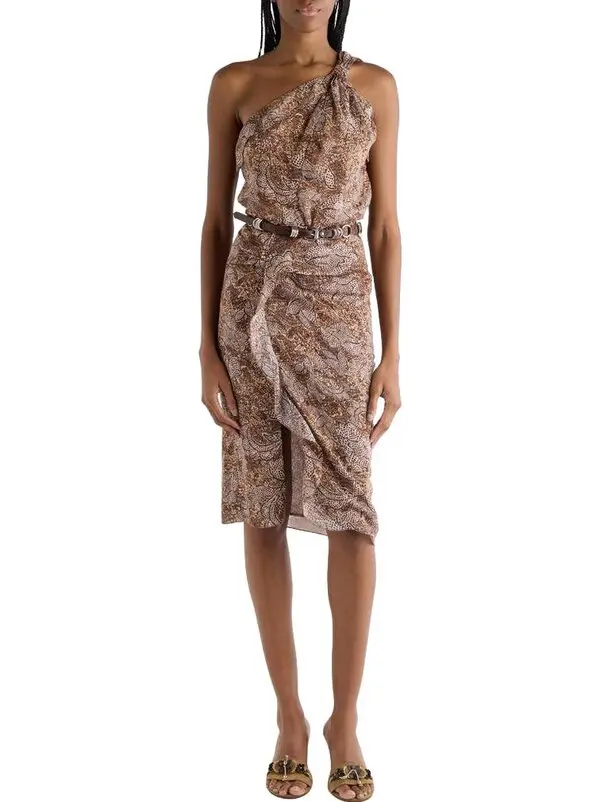Isabel Marant Charlota Cotton Voile One-shoulder Dress - Ochre