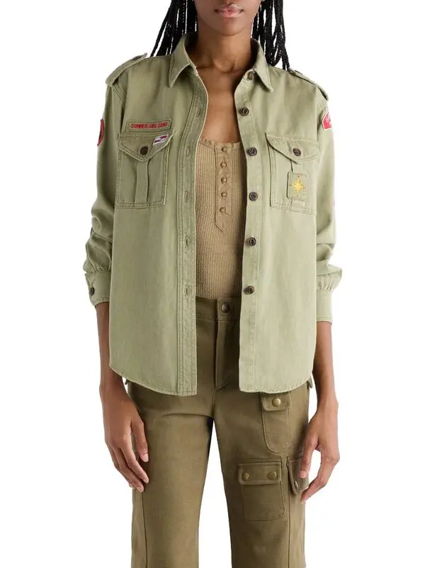Isabel Marant Umberta Patch Cotton Twill Shirt - Khaki