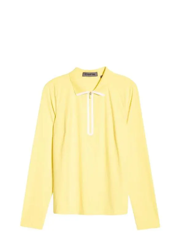 G/fore Silky Tech Nylon Long Sleeve Golf Polo - Canary