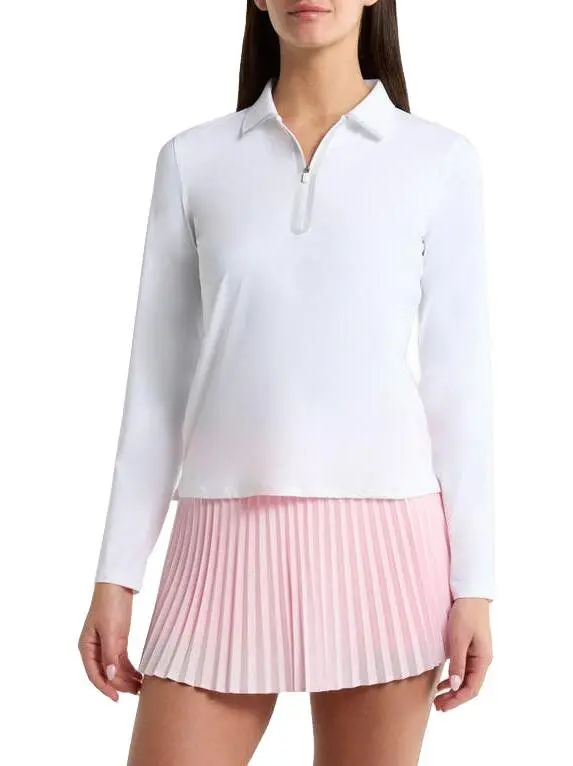 G/fore Silky Tech Nylon Long Sleeve Polo - Snow