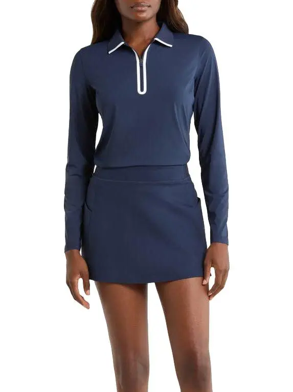 G/fore Silky Tech Nylon Long Sleeve Golf Polo - Twilight