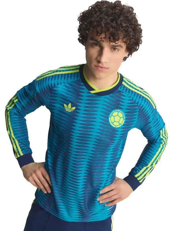 Adidas Colombia 26 Away Authentic Long Sleeve Jersey Mystery Petrol - Mystery Petrol / Team Navy Blue 2