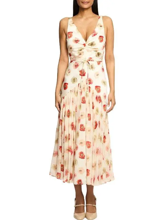 Cinq À Sept Floating Poppies Makaila Sleeveless Dress - Gardenia Multi