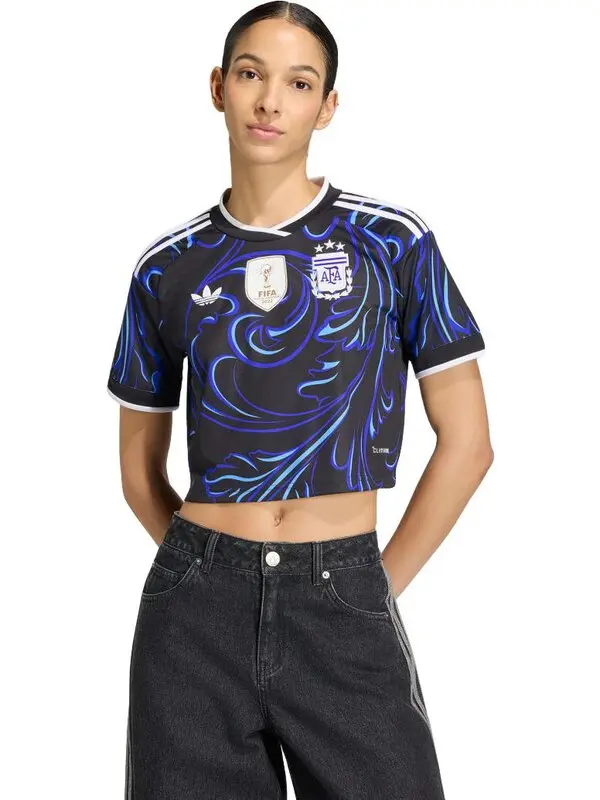 Adidas Argentina 26 Away Cropped Jersey - Black / Lucid Blue / Blue Burst