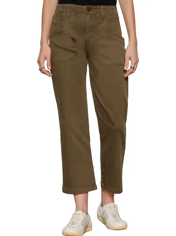 Sanctuary Retreat Mid-rise Crop Straight Leg Utility Pants - Burnt Olive Green