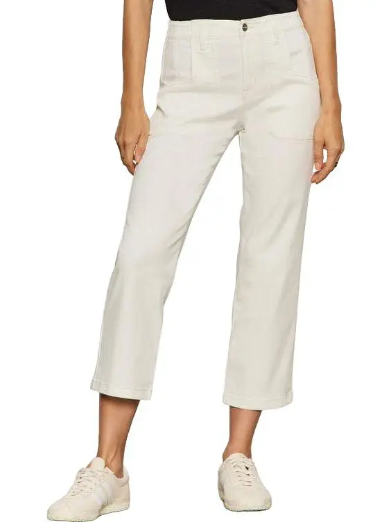 Sanctuary Retreat Mid-rise Crop Straight Leg Utility Pants - Chalk White