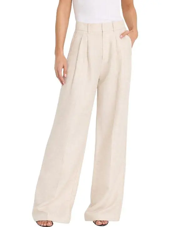 Good American Pleated Tencel™ & Linen Trousers - Oat