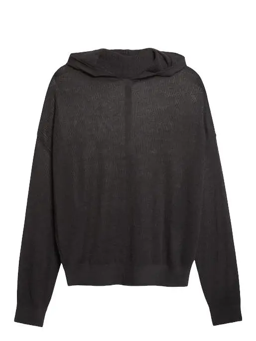 Rick Owens Hun Oversize Rib Cashmere Hoodie - Black