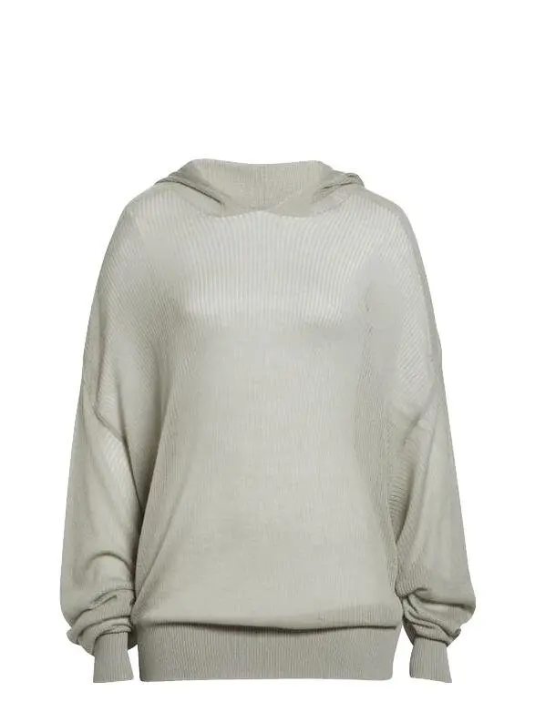 Rick Owens Hun Oversize Rib Cashmere Hoodie - Pearl