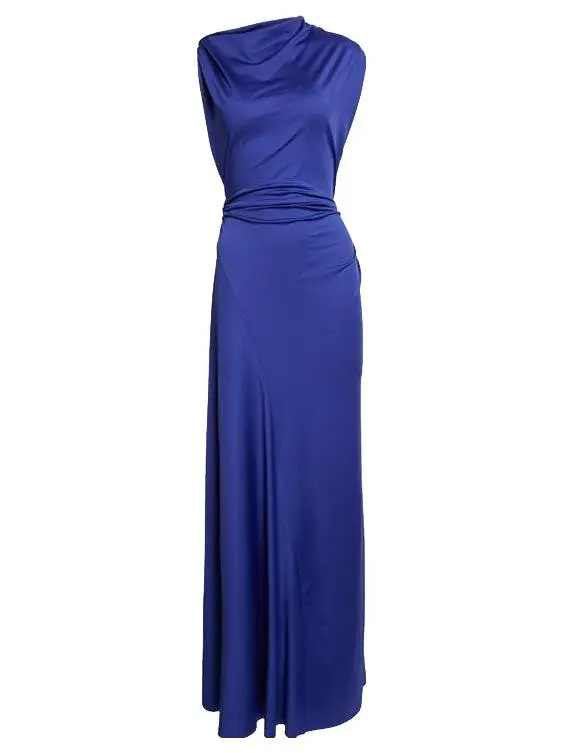 Victoria Beckham Draped Stretch Jersey Gown - Bright Indigo