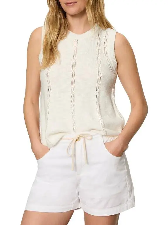 Sanctuary Pointelle Knit Sleeveless Top - Chalk White
