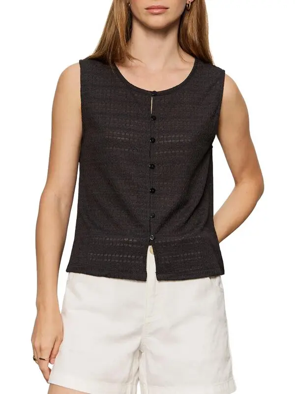 Sanctuary Textured Knit Button-front Vest - Black