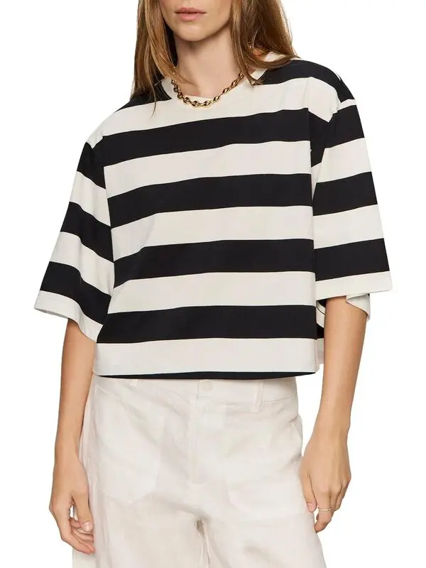 Sanctuary Belle Stripe Organic Cotton Top - Ivory/black