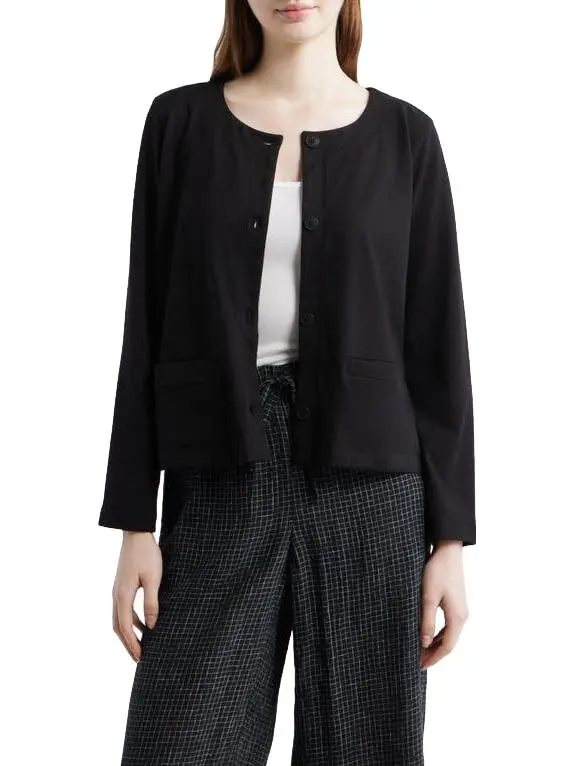 Eileen Fisher Stretch Organic Cotton Jacket - Black