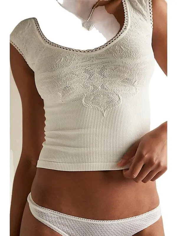 Free People Intimately Pretty Please Crop Top - Clean Ivory