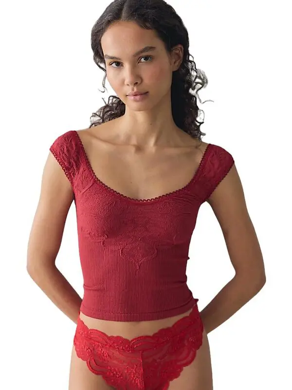 Free People Intimately Pretty Please Crop Top - Deep Claret