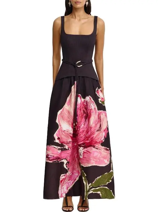 Acler Actonhill Floral Print Maxi Dress - Garnet Magnolia