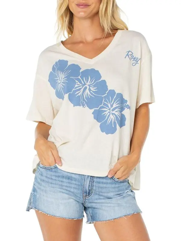 Roxy Floral Graphic T-shirt - Cloud Dancer