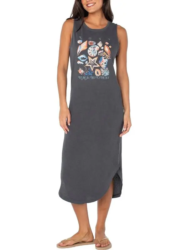 Roxy Painted Shells Sleeveless Midi Dress - Phantom