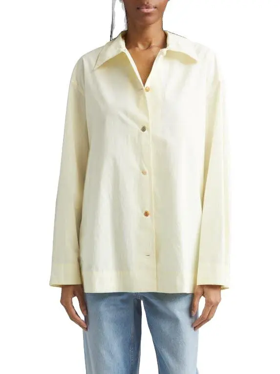 Ossou Cove Cotton Poplin Button-up Shirt - Opal