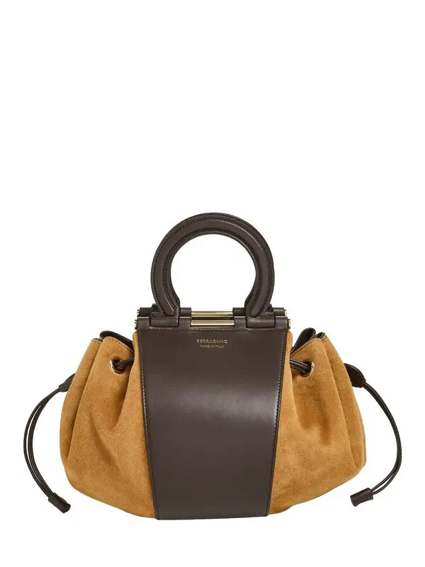 FERRAGAMO Gancio Leather Top Handle Bag - Naturale 6 Testa Di Moro