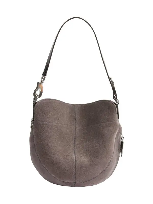 LEMAIRE Quiver Clip Suede Hobo Bag - Mink