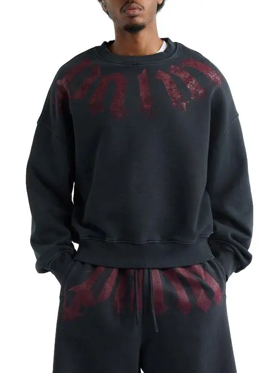 Palm Angels Big Neck Logo Sweatshirt - Black Burgundy